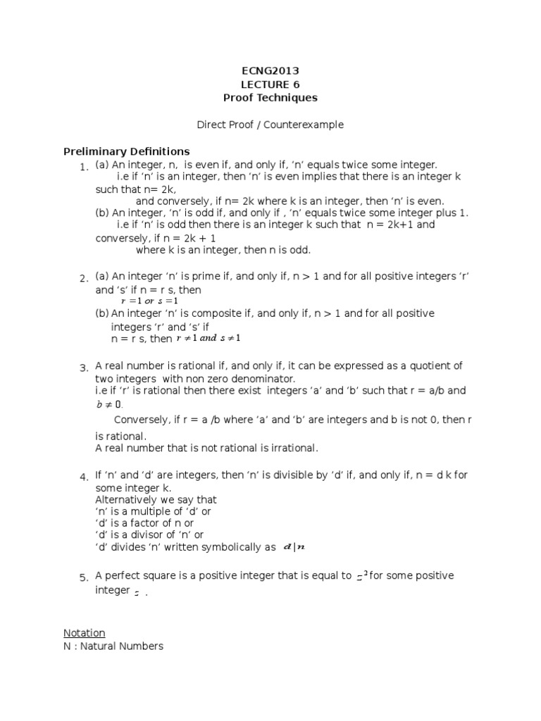 Direct Proof - Counterexamples | PDF | Integer | Numbers