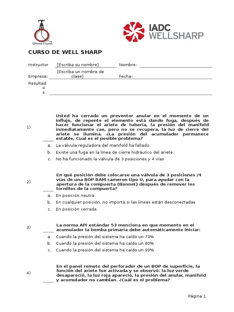 Curso de Well Sharp: Prevención y Control | PDF | Bomba | Presión