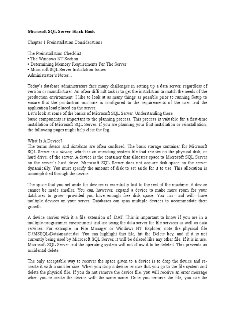Microsoft SQL Server Black Book | PDF | Microsoft Sql Server | Databases