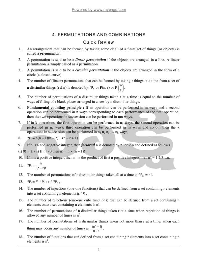 Iia-4. Permutations and Combinations | PDF | Permutation | Factorization