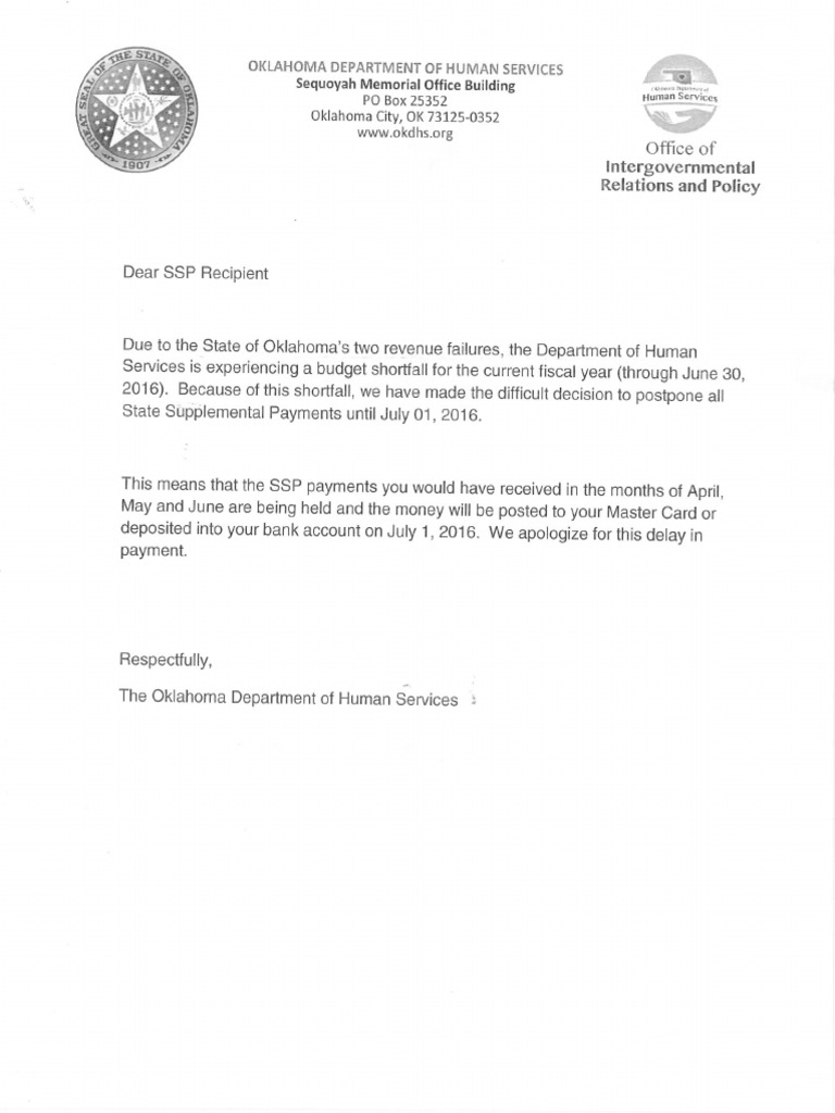 DHS SSP Letter | PDF