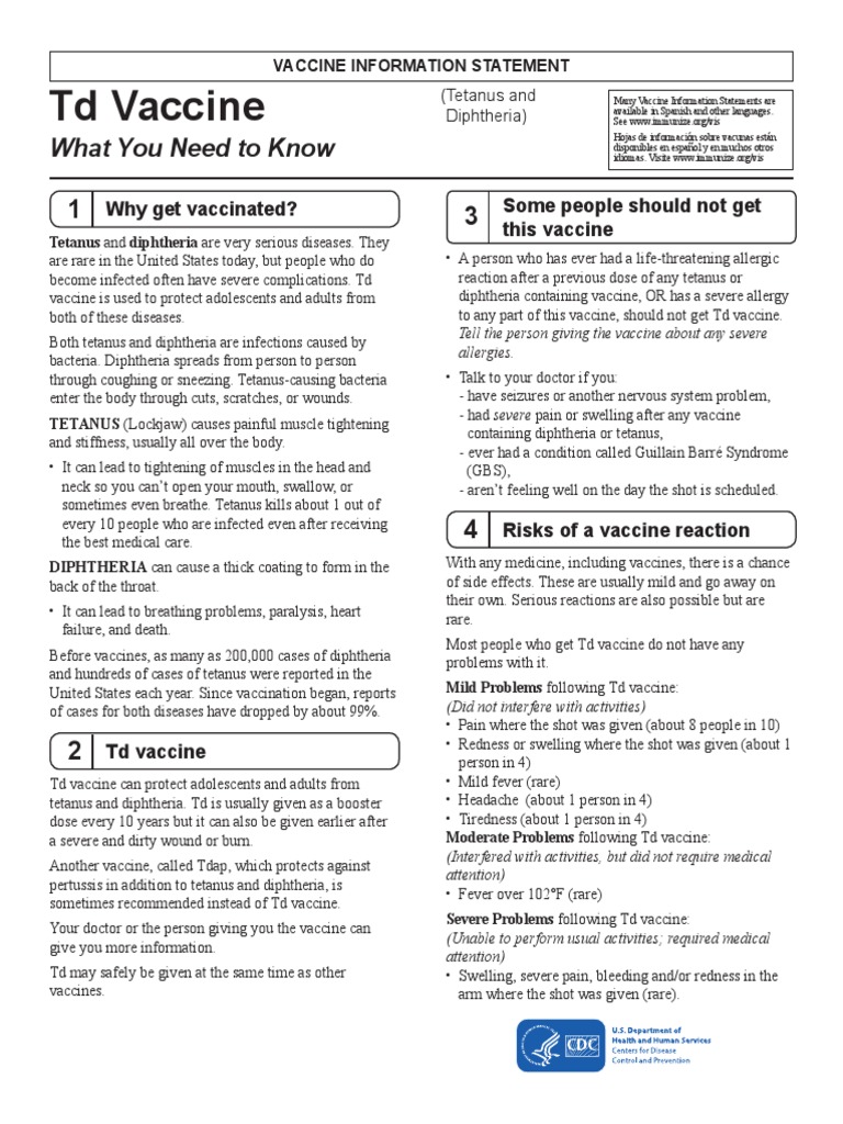 An In-Depth Look at the Td Vaccine: Effectiveness, Safety, and Risks of ...