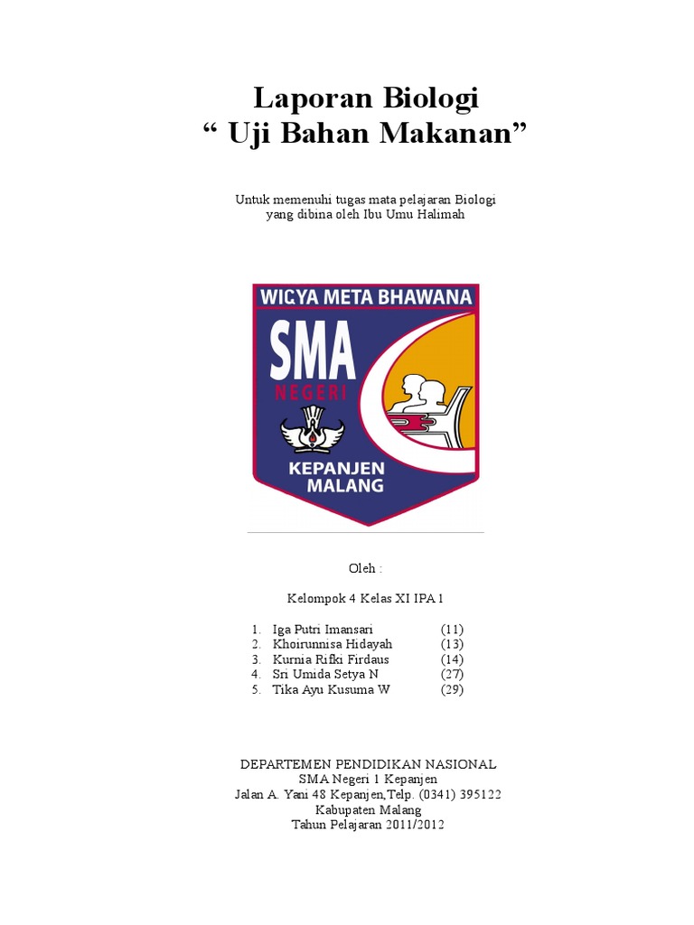 Laporan Biologi Uji Bahan Makanan | PDF | Memasak, Makanan, & Anggur