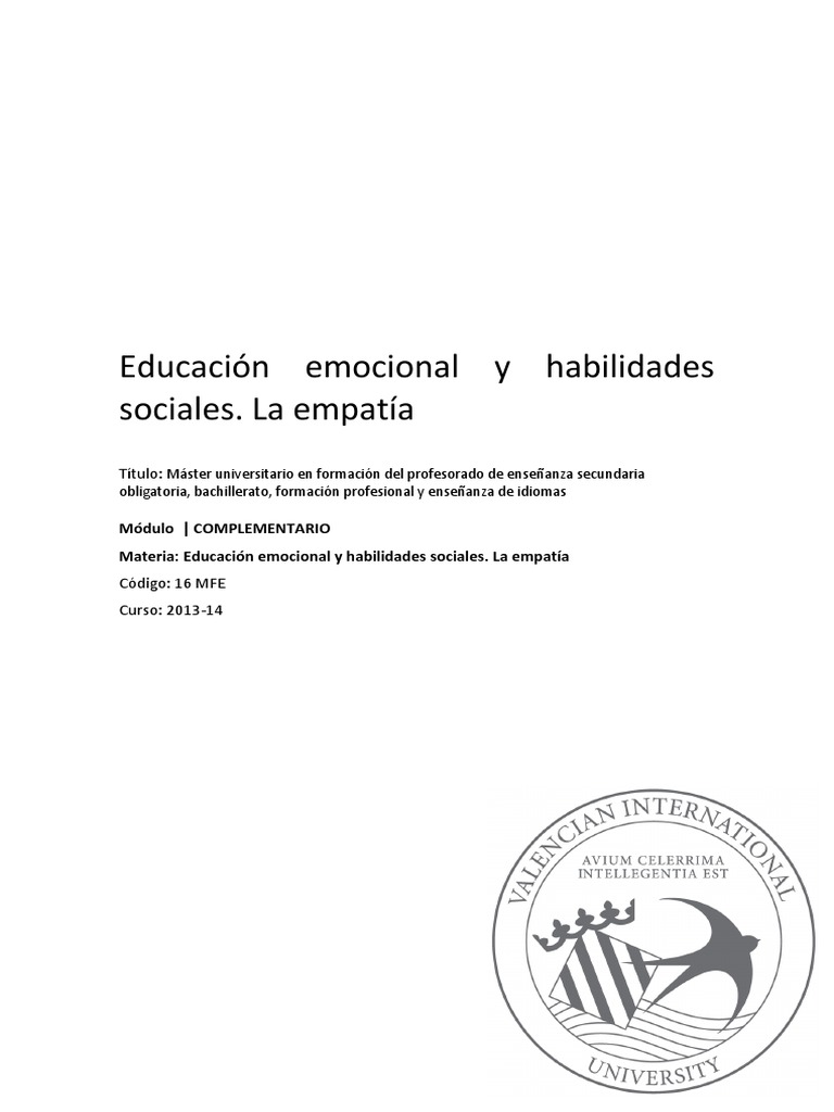 Educación Emocional y Habilidades Sociales. La Empatía | PDF | Maestros ...
