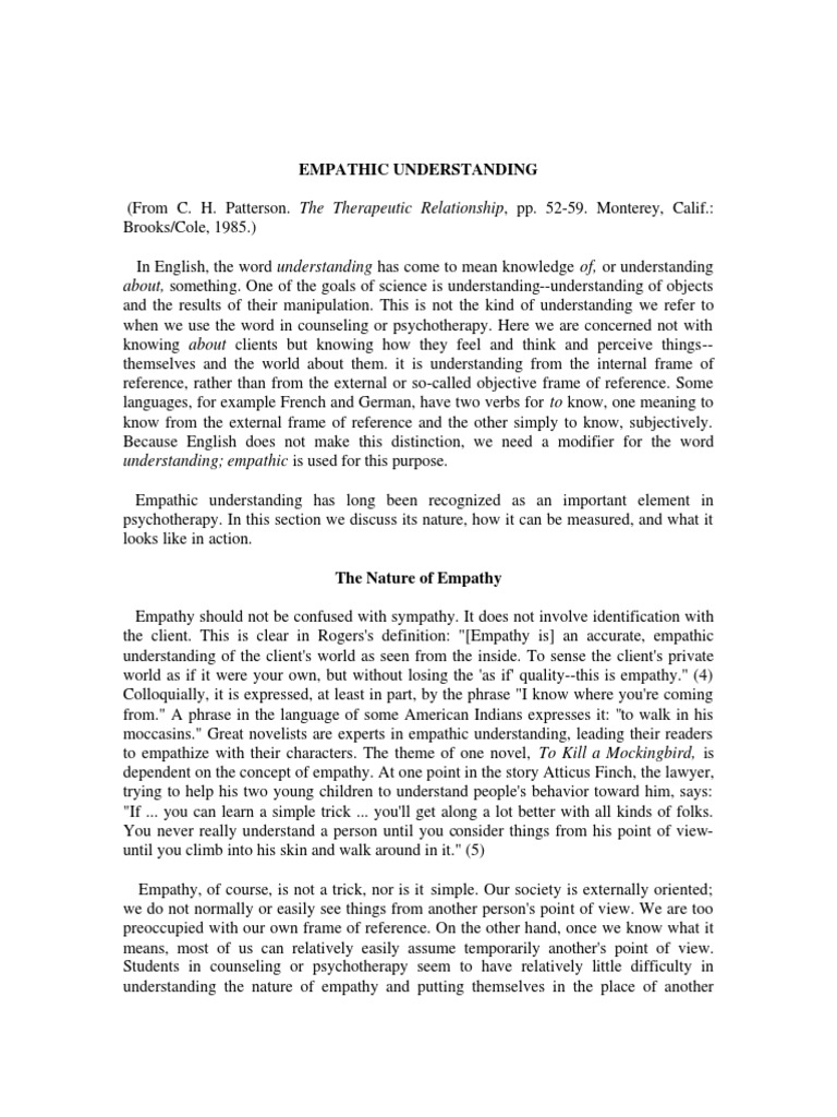 Empathic Understanding | PDF | Empathy | School Counselor