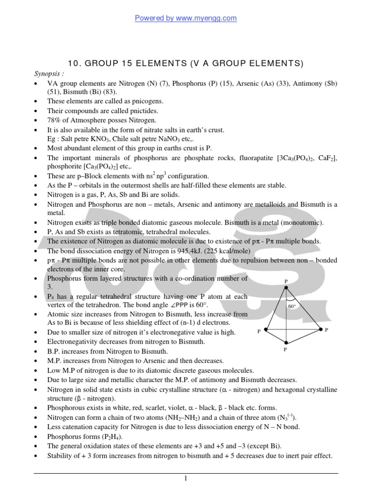 10.VA Group Elements 171-175 | PDF | Nitric Acid | Nitrogen