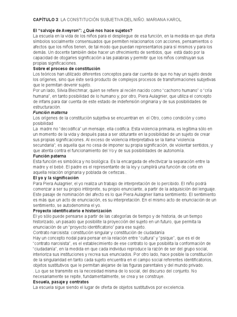 CAPÍTULO 3 Mariana Karol | PDF | Subjetividad | Constitución