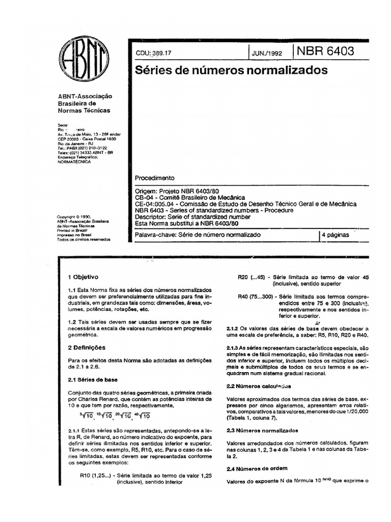 NBR 6403 Séries de Números Normalizados | PDF
