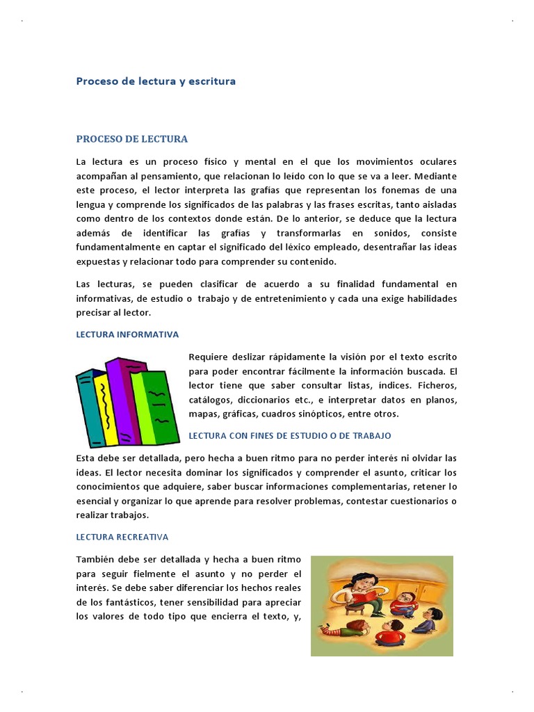 Proceso de Lectura y Escritura | PDF | Lectura (proceso) | Palabra