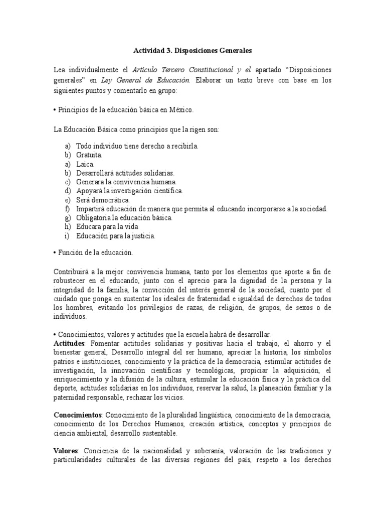 Actividad 3 Disposiciones Generales