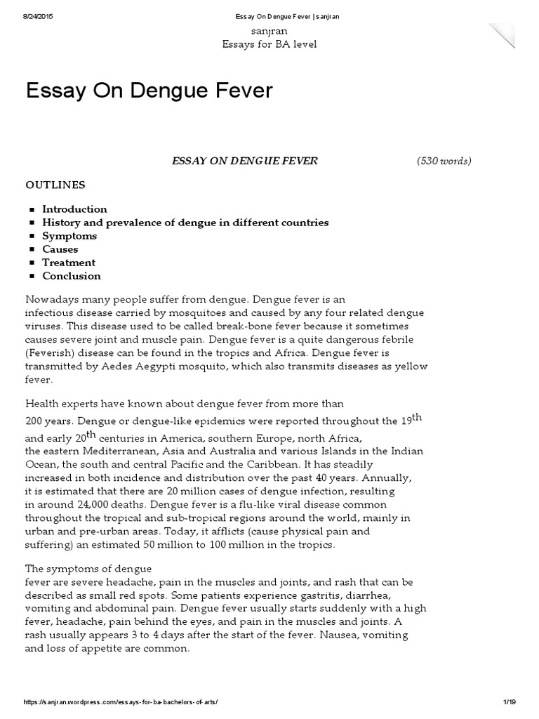 Dengue Fever Essay for BA Students | PDF | Virology | Clinical Medicine