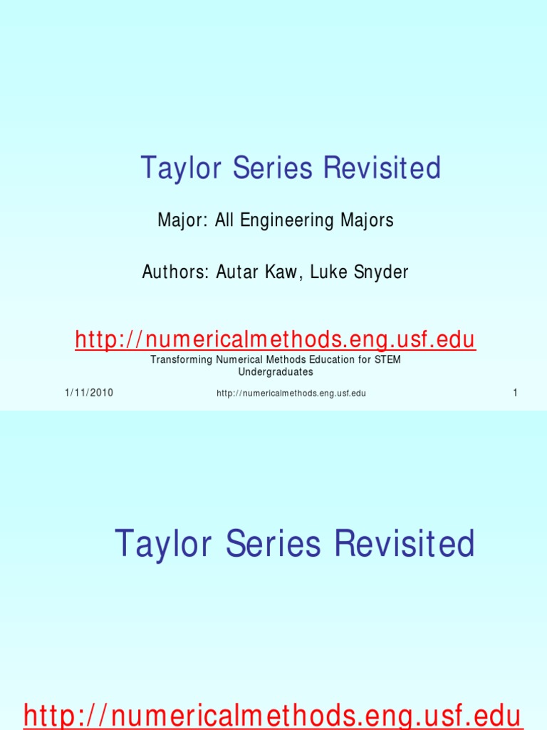 Taylor Series in Numerical Methods | PDF | Complex Analysis | Functions ...