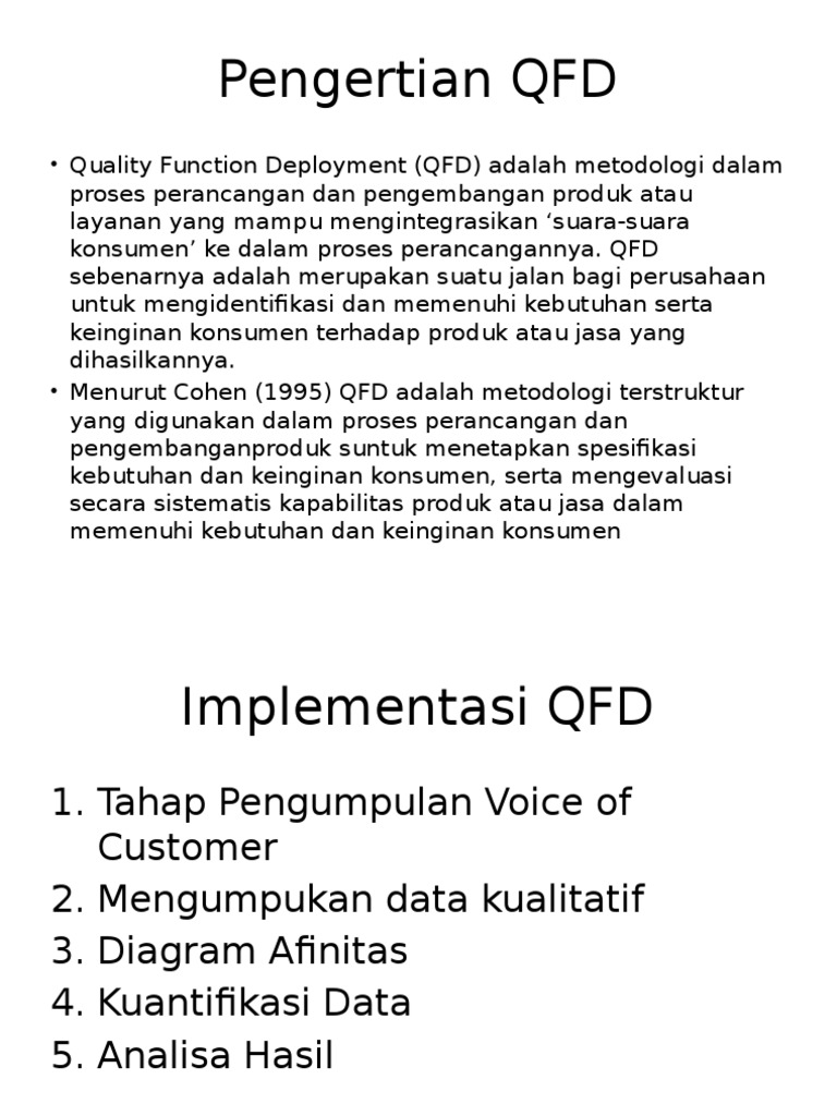 Pengertian QFD | PDF