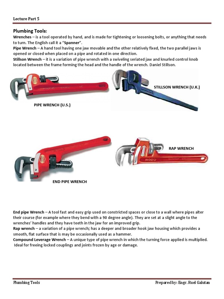 Plumbing Tools | PDF | Plumbing | Pipe (Fluid Conveyance)