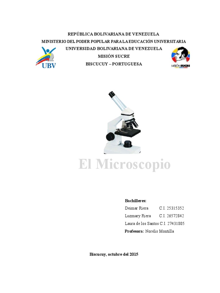 Hoja De Trabajo Sobre Las Partes Del Microscopio