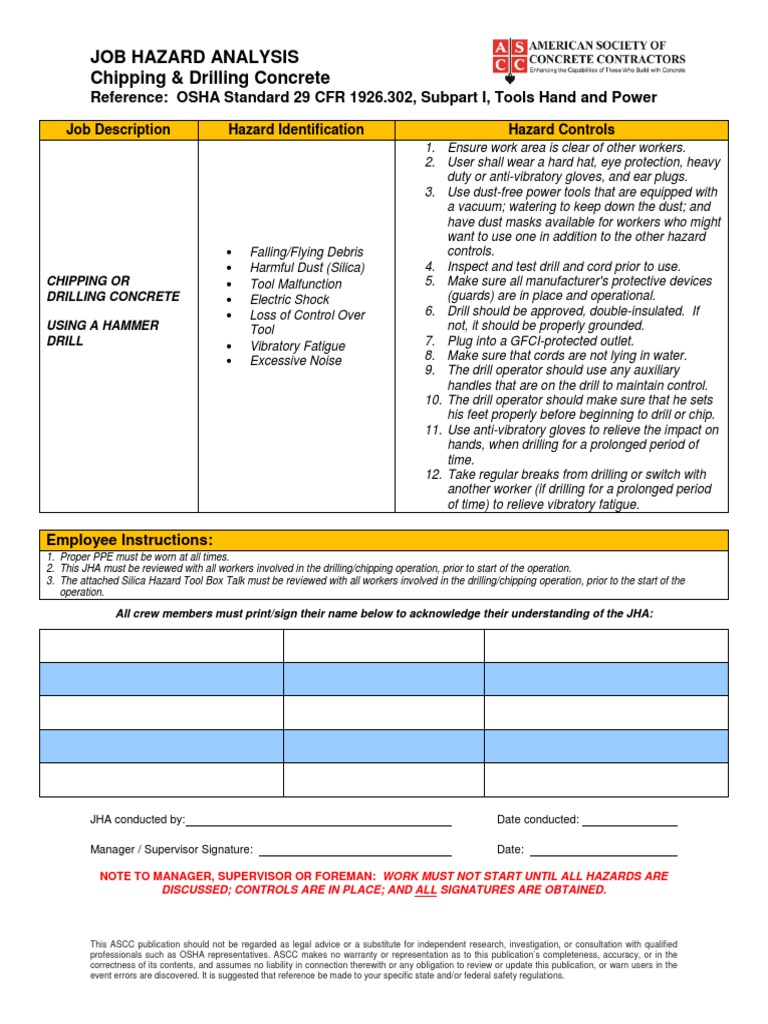 Chipping and Drilling Concrete | PDF | Safety | Occupational Safety And ...