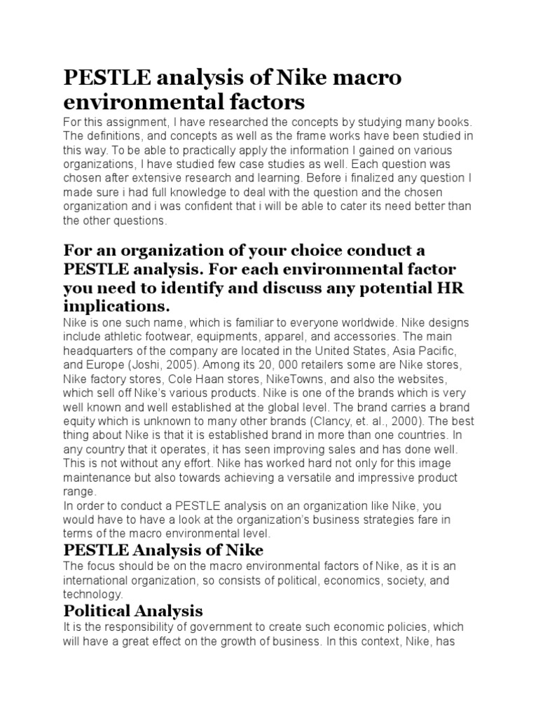 PESTLE Analysis of Nike Macro Environmental Factors | PDF | Labour ...