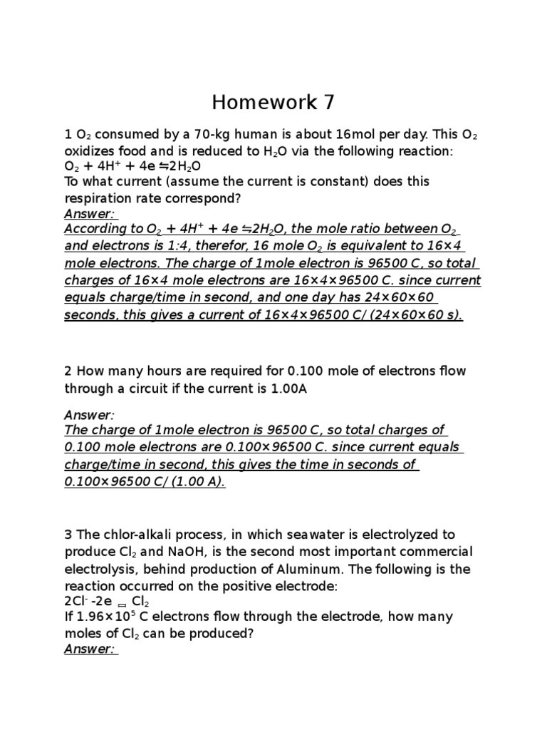 Answer Key Homework 7 | PDF
