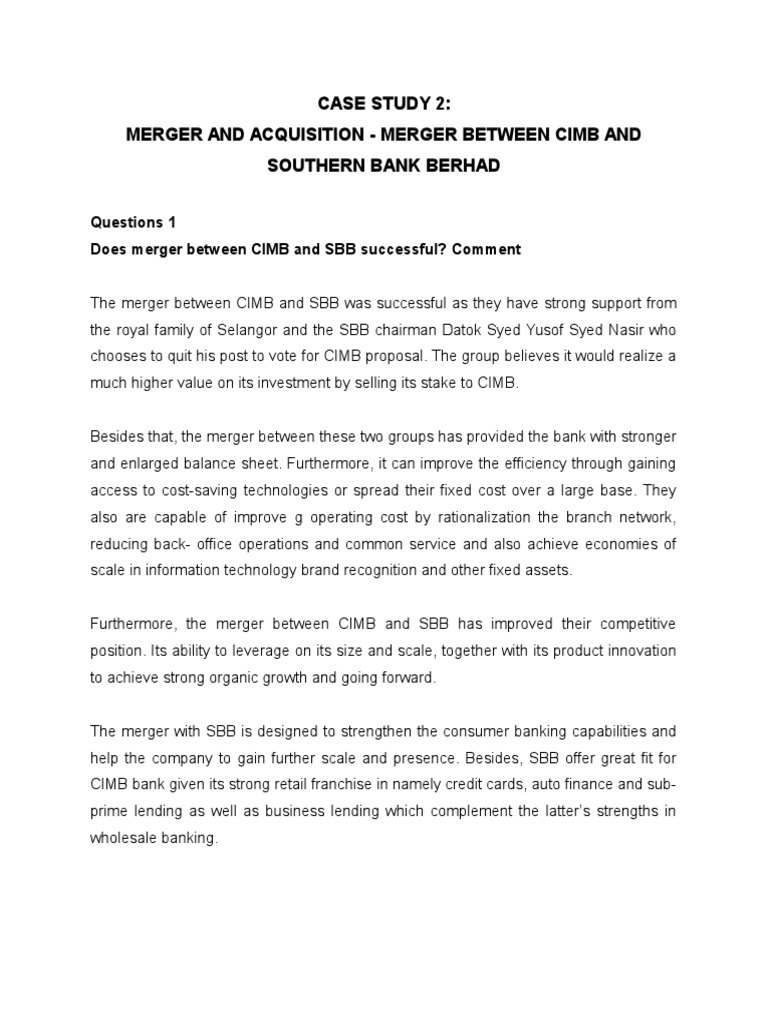 Case Study 2 | PDF | Mergers And Acquisitions | Strategic Management