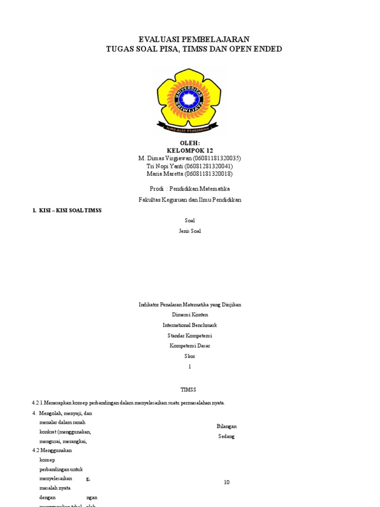 Contoh Soal Pisa, Timss, Dan Open Ended | PDF