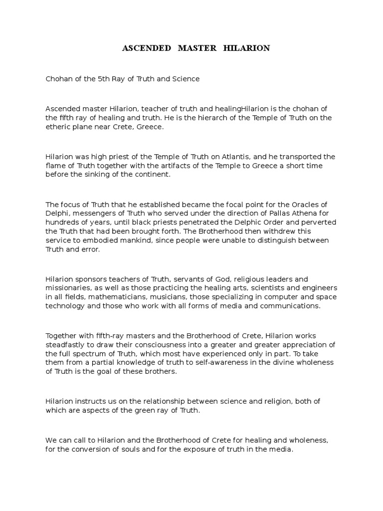 Ascended Master Hilarion | PDF | Ascended Master | Paul The Apostle