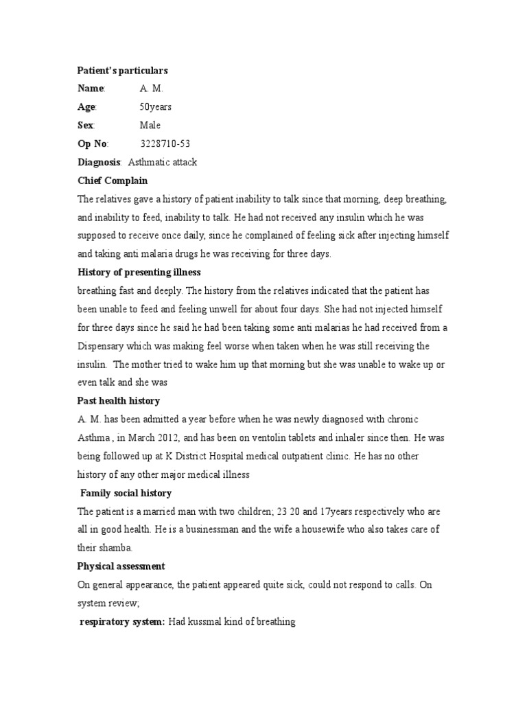 Status Asthmaticus Case Study Report | PDF | Asthma | Respiratory Tract