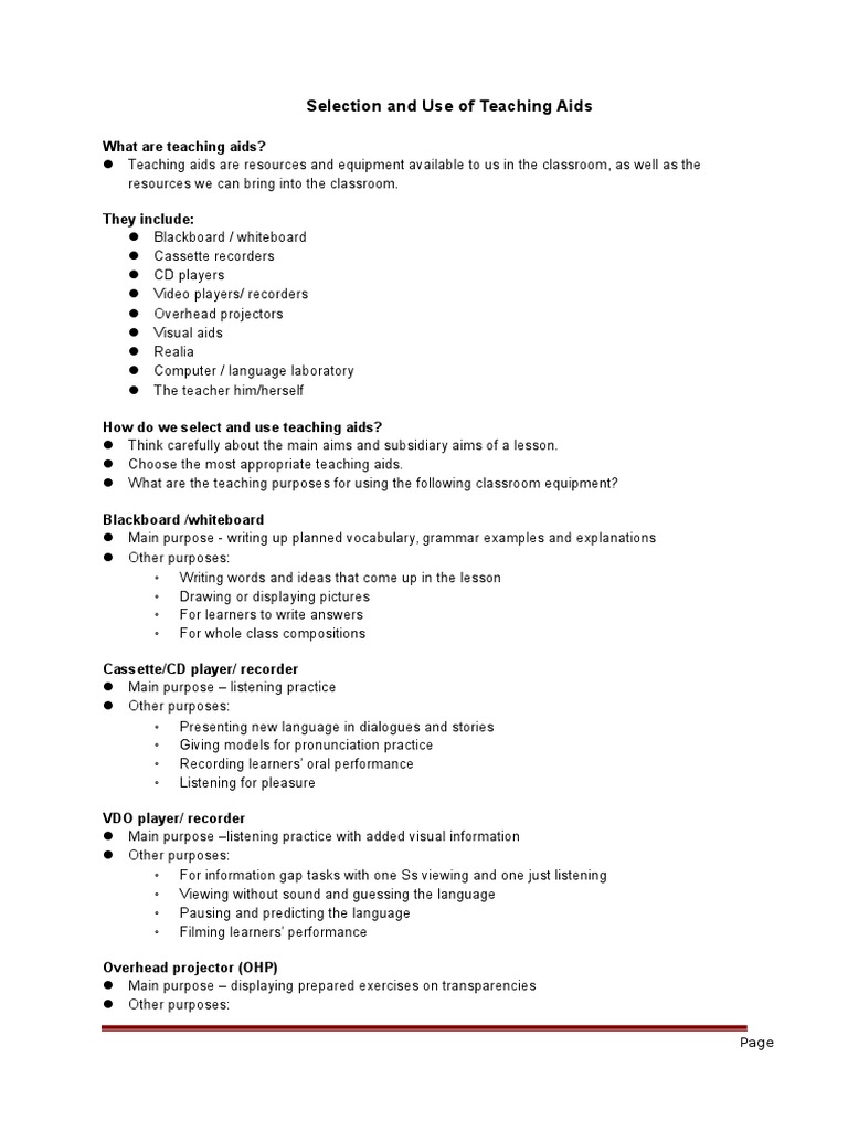 Selecting Effective Teaching Aids | PDF | Classroom | Teachers