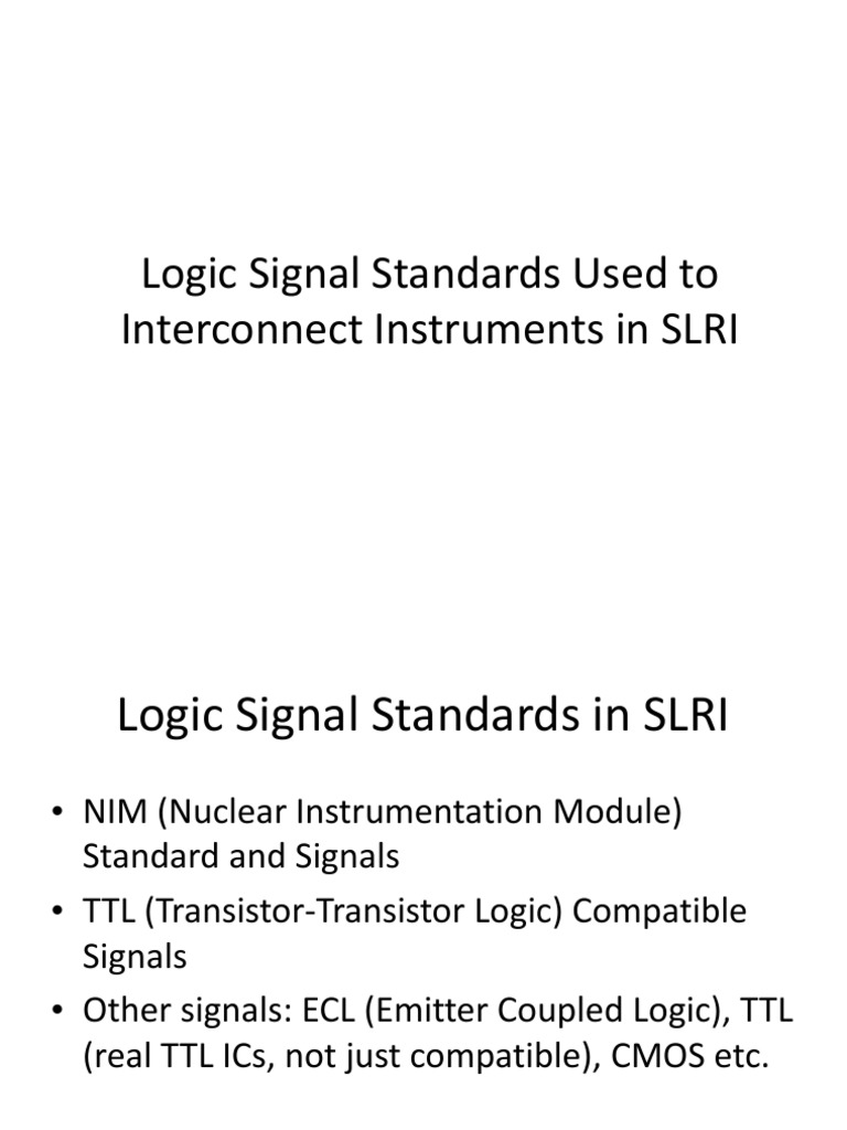 Logic Signal Standards Used To Interconnect Instruments in SLRI | PDF ...