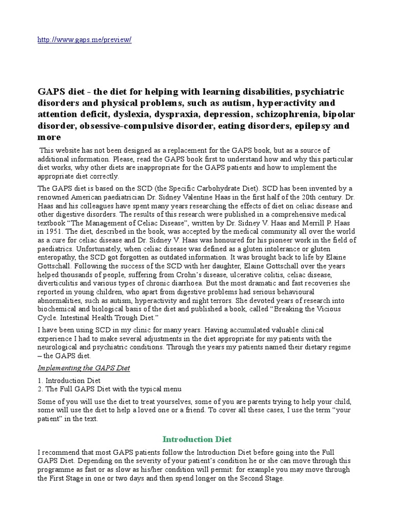 Implementing the GAPS Diet: An Introduction to the Gut and Psychology ...