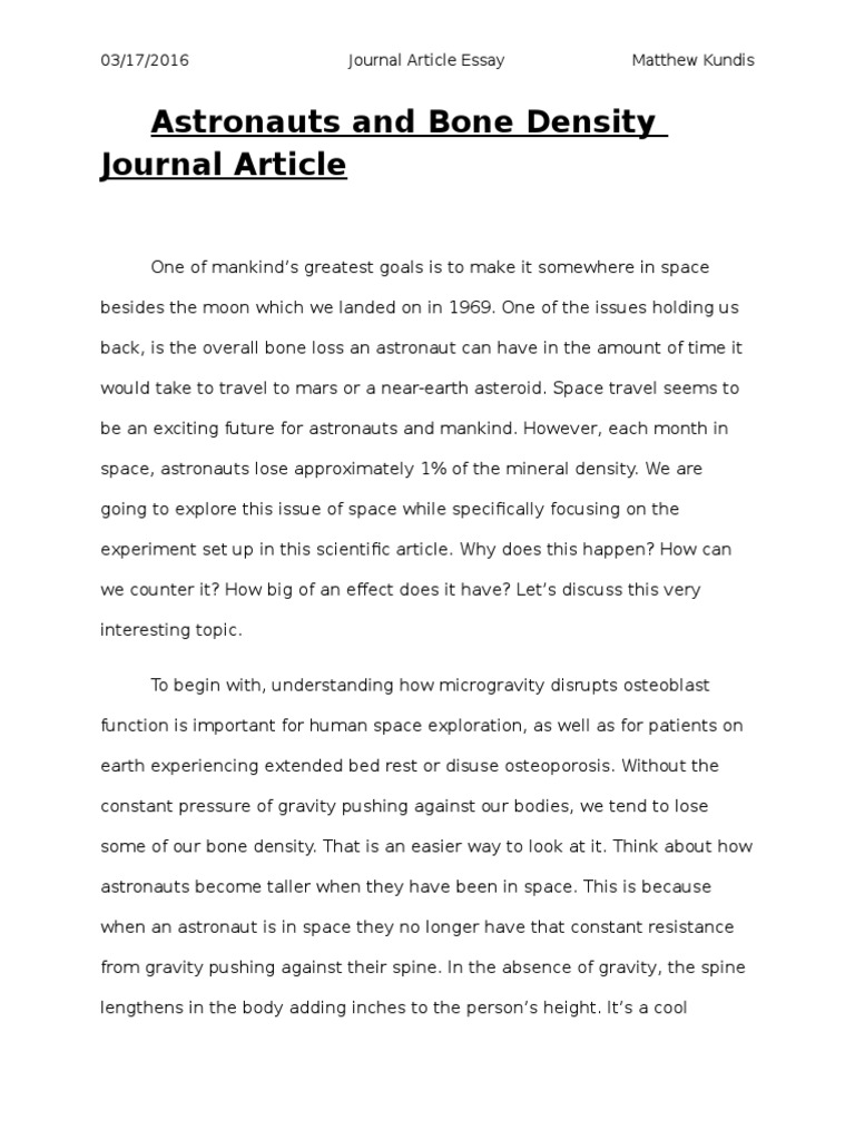 Astronaut Bone Density Article | PDF | Osteoporosis | Strength Training