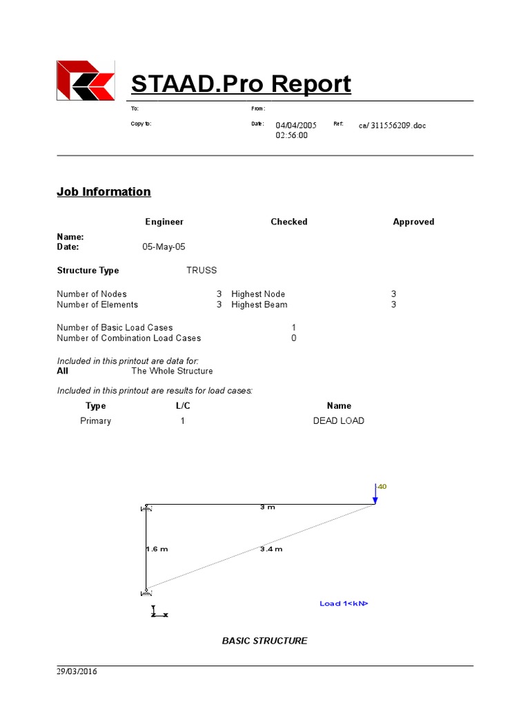 STAAD - Pro Report: Job Information | PDF