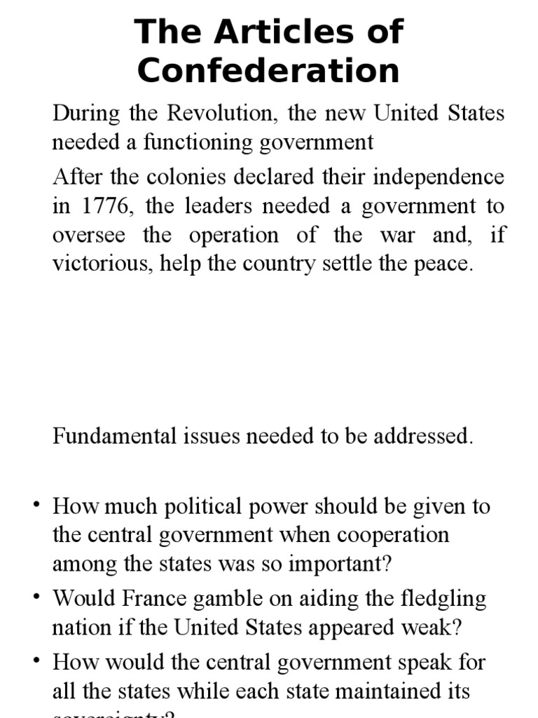 The Articles of Confederation | PDF | Federal Government Of The United ...