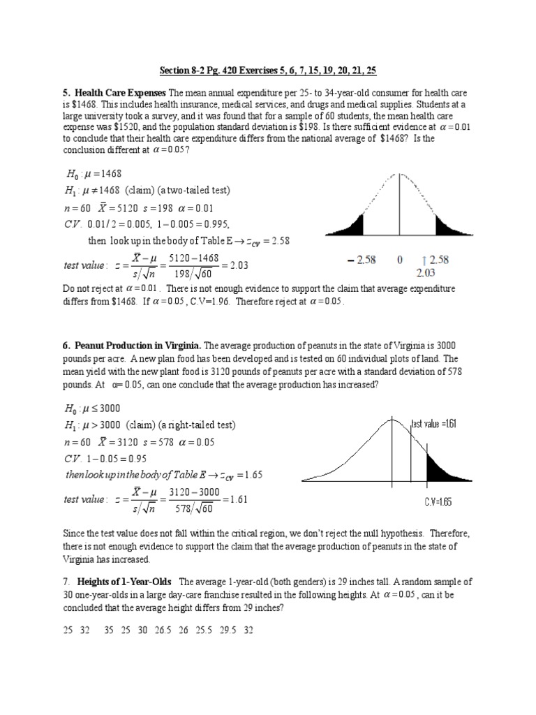 Bluman 5th - Chapter 8 HW Soln For My Class | PDF | P Value ...