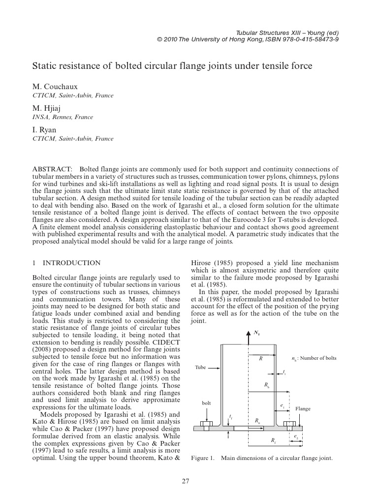 Static Resistance Bolted Circular Flange Joints | PDF | Bending | Yield (Engineering)