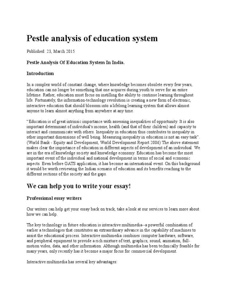 PESTLE Analysis of India's Education System | PDF | Distance Education ...