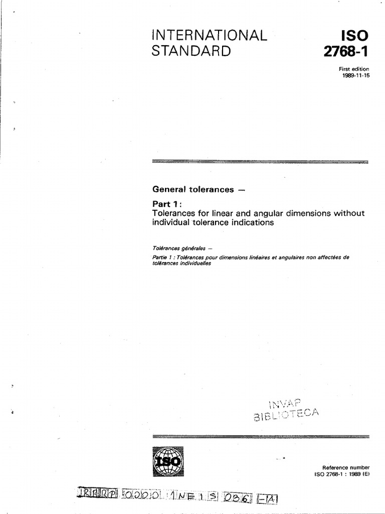 ISO 2768-1 General Tolerances | PDF