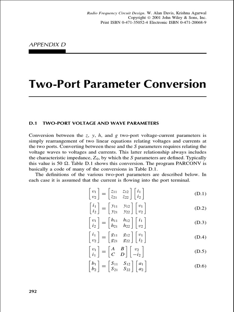 Two Port Parameter | PDF | Computer Engineering | Electrical Engineering