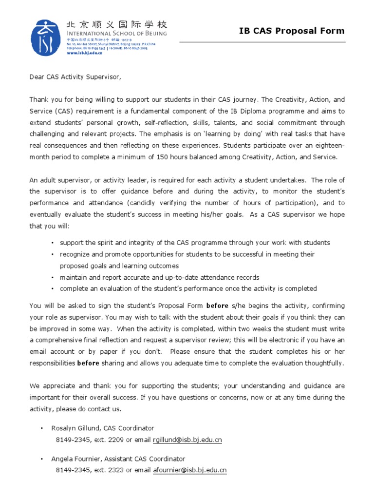 IB CAS Proposal Form Guidelines | PDF | Teaching | Evaluation