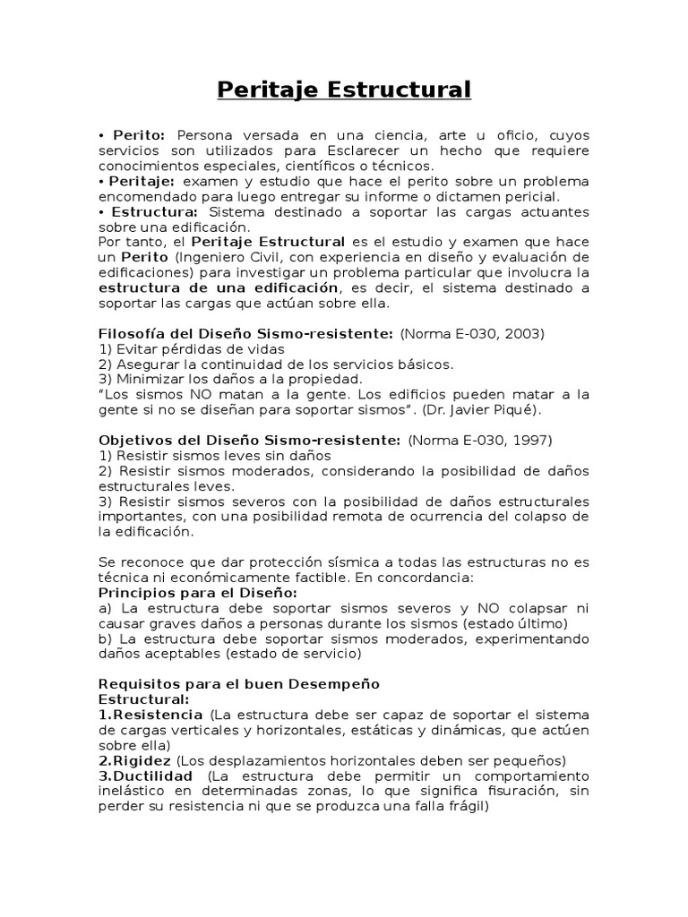 Peritaje Estructural | PDF | Fundación (Ingeniería) | Temblores