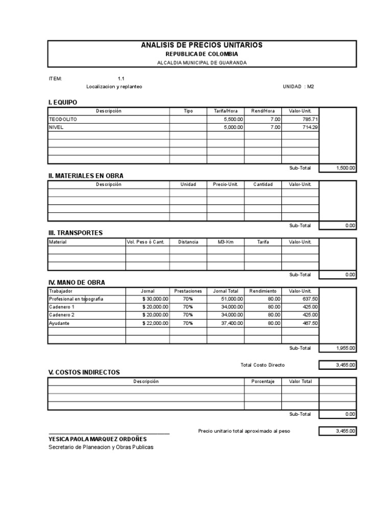 Presupuesto de Obra Boux Coulver Cunetas y Mejoramiento Vial - Pav 4-5 ...