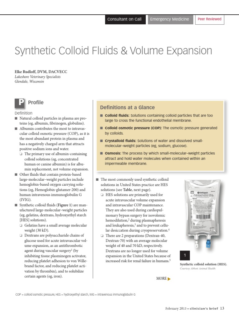 Synthetic Colloid Fluids & Volume Expansion | Shock (Circulatory ...
