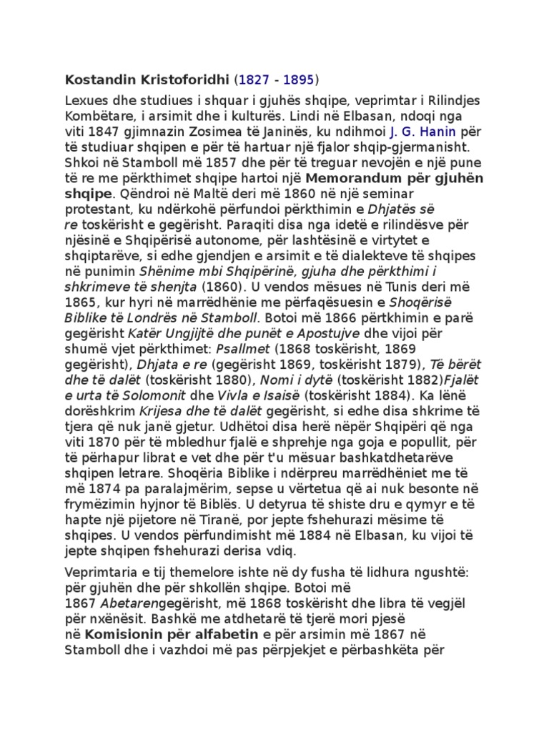 Kostandin Kristoforidhi | PDF