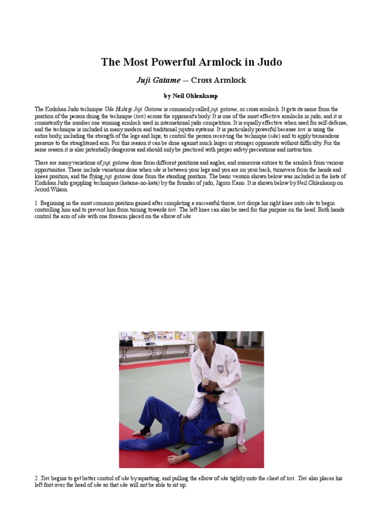 Juji Gatame: Judo's Key Armlock Technique | PDF | Judo | Elbow