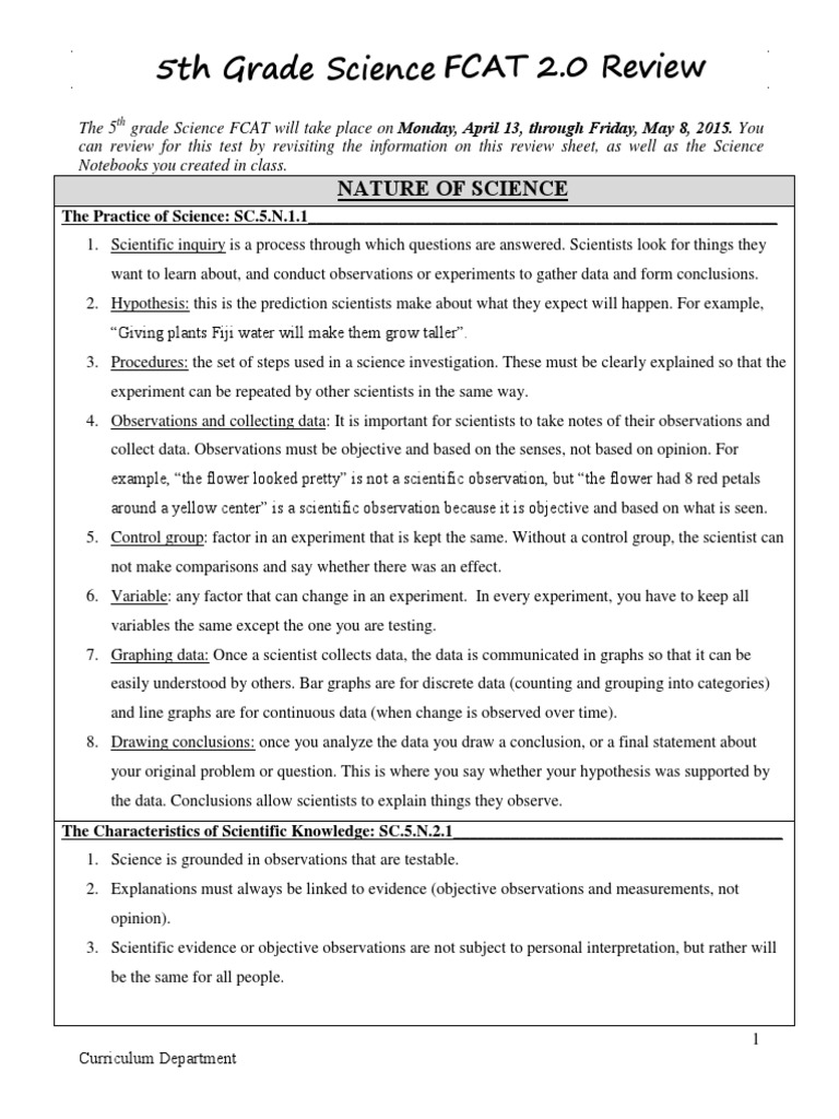 Science - Grade 5 Science Fcat Review | PDF | Planets | Solar System