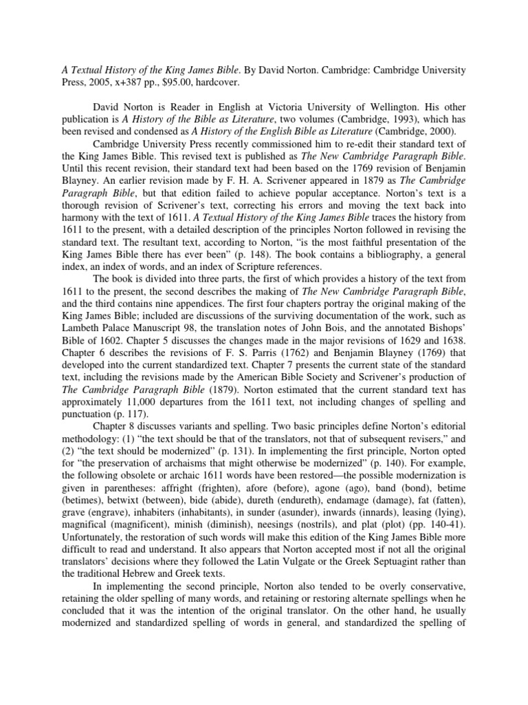 A Detailed History of the King James Bible Text | PDF | King James ...