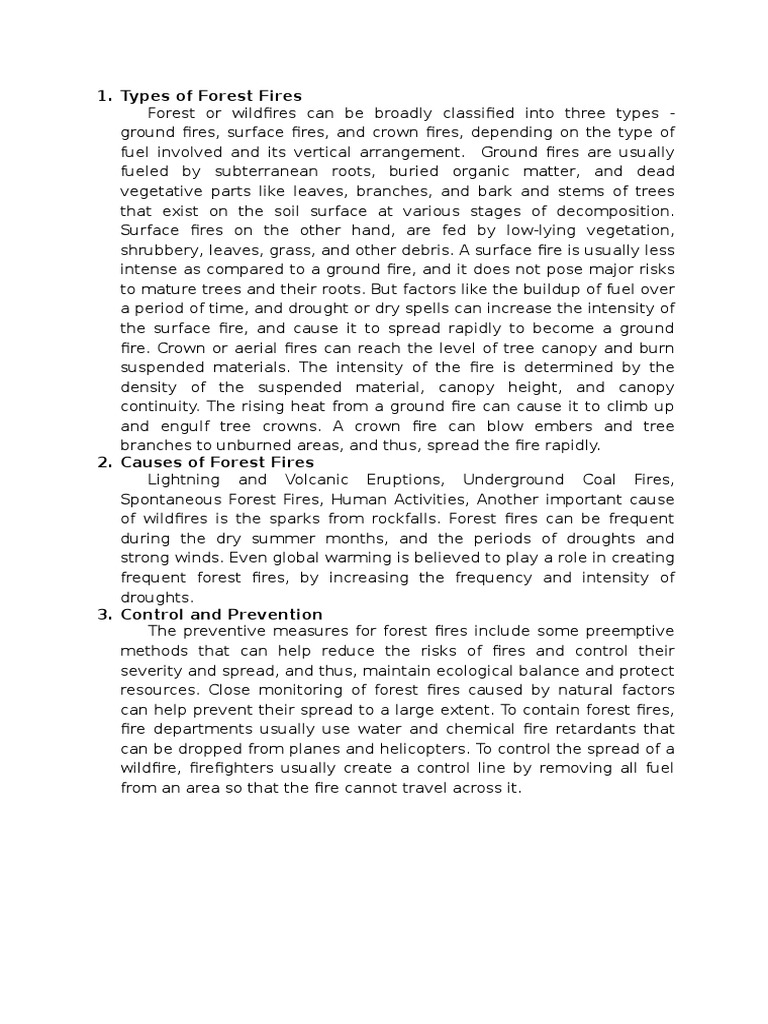 Types and Causes of Forest Fires | PDF | Science & Mathematics
