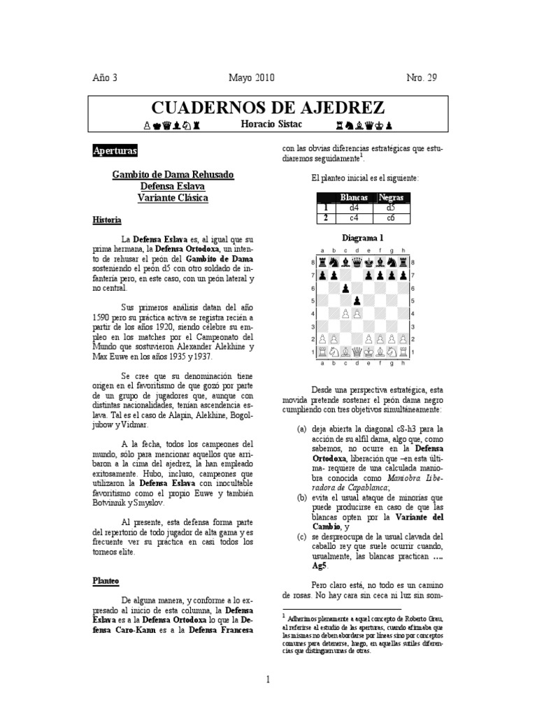 Defensa Eslava | PDF | Aperturas de ajedrez | Teoría de juego
