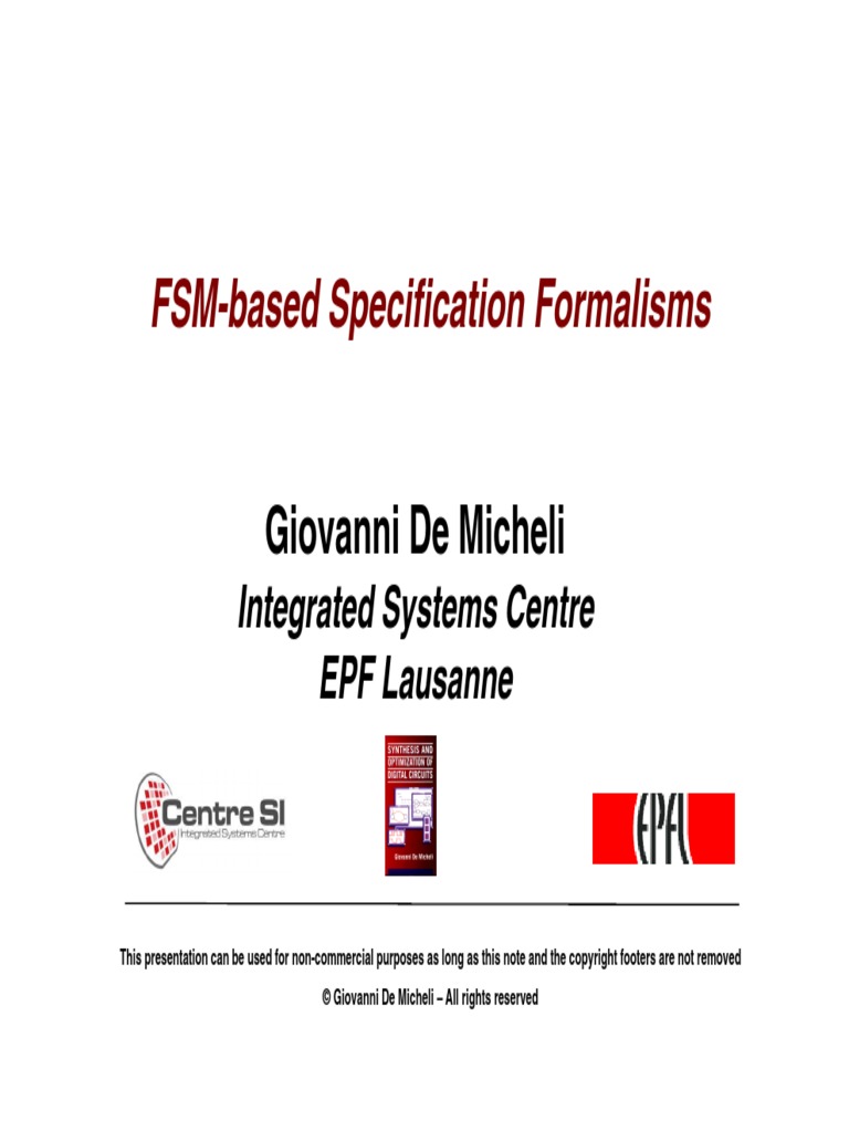 FSM-based Specification Formalisms: Giovanni de Micheli | PDF | Areas ...