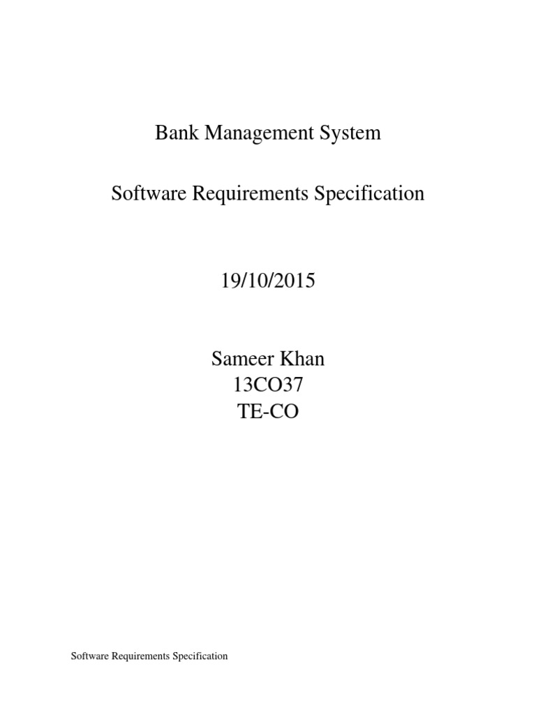 Bank Management System Srs | PDF | Databases | Personal Identification ...
