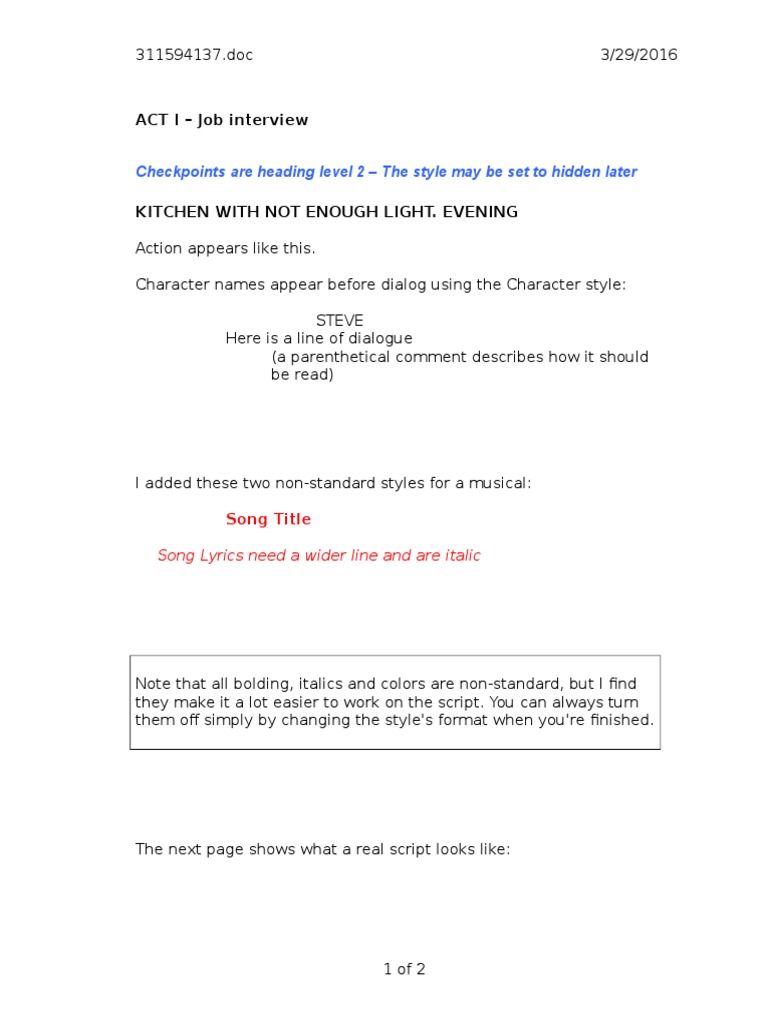 Job Interview Script Format | PDF | Language Arts & Discipline